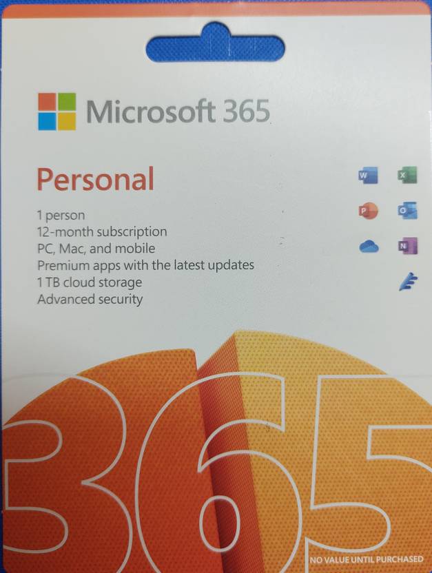MICROSOFT Office 365 Personal 1 Person 12 Month Subscription 2021 PC ...