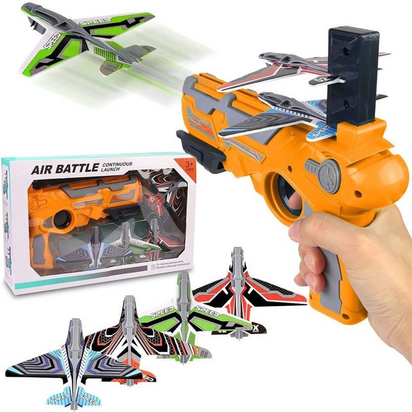 Viradiya's Airplane Launcher Flying Gun Toy Foam Plane Kit for Kids ...