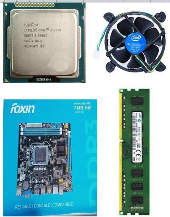 COMBOO FOXIN H61 MB, 8 GB RAM, CORE I5 3RD GEN Combo Motherboard ...