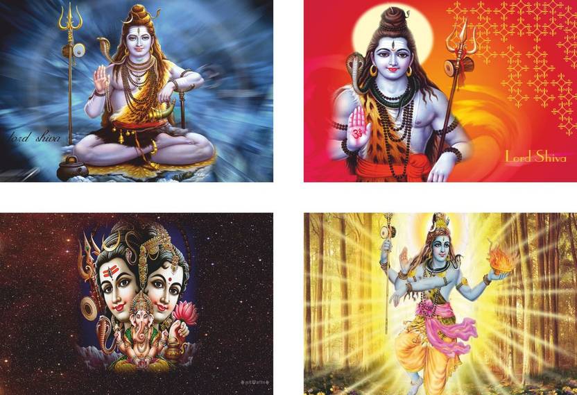 Lord Shiv Ji Poster Set of 4 Wall Poster For Room Paper Print ...