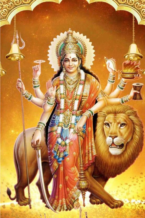 Hindu Religious Wall Poster|Shera Wali Mata Poster For Office, Temple ...
