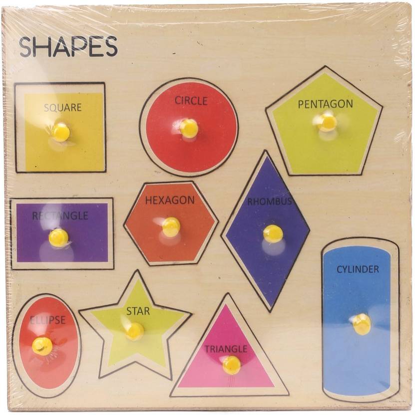 MADDYGROUP GEOMETRY SHAPES RECOGNITION LEARNING WOODEN PUZZLE BOARD ...