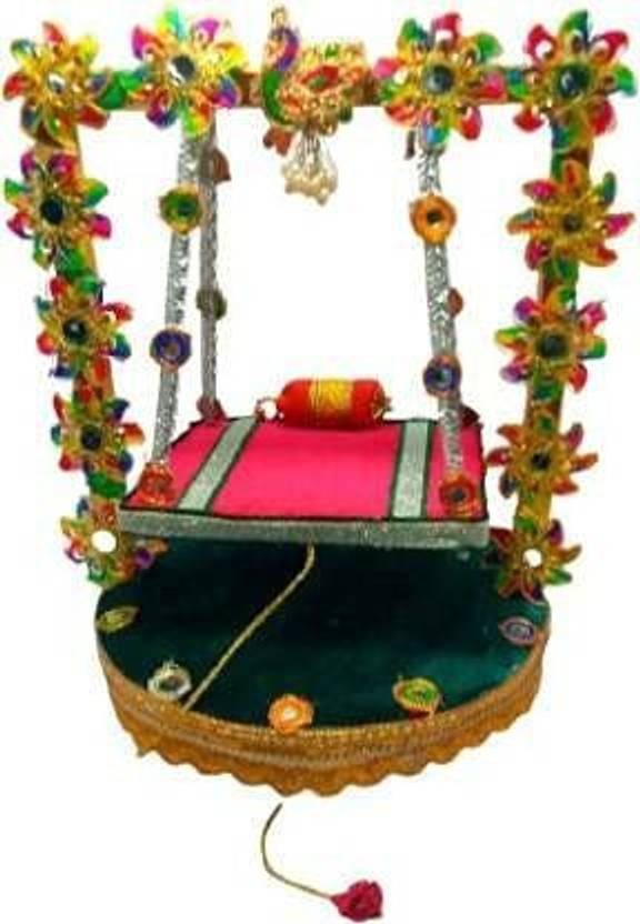 Kanha Krishna ji mirror flower design jhula size S 0 to 2 Jhula Price ...