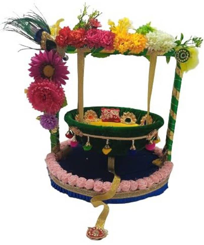 Kanha Krishna ji flower design Jhula decorated with Led lights size M 3 ...
