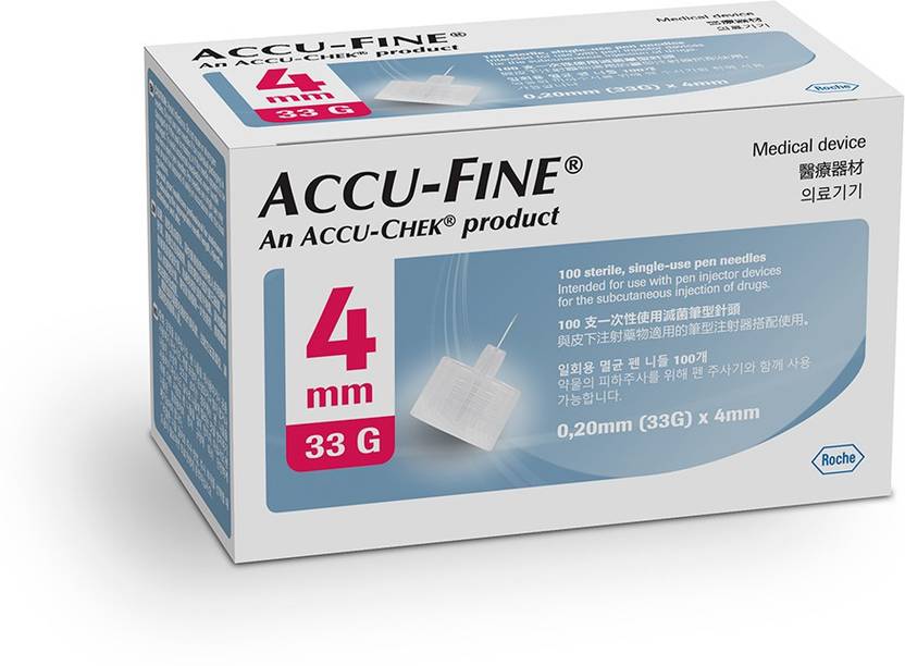 ACCU-CHEK Accu-Fine Insulin Pen Needles – Pack of 100 (33G) * 4mm ...