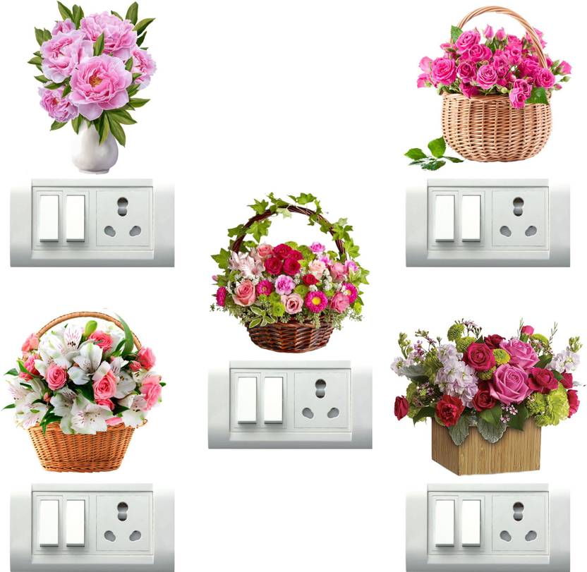 Design Zoo Basket of Flowers Switchboard Sticker Medium Self Adhesive ...