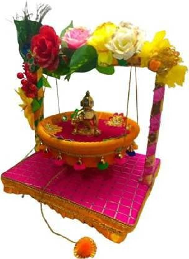 Kanha flower design Jhula / Krishna ji Jhula decorated with flowers ...