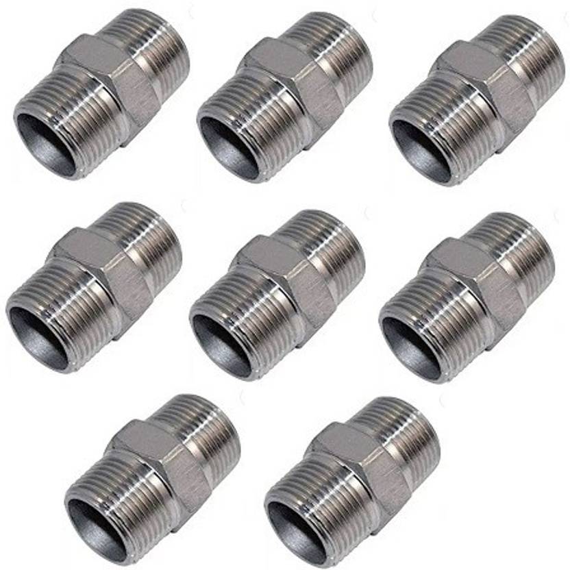 Spazio Premium Quality Brass Hex Nipple 1 INCH, Pack of 8 (Screw On ...