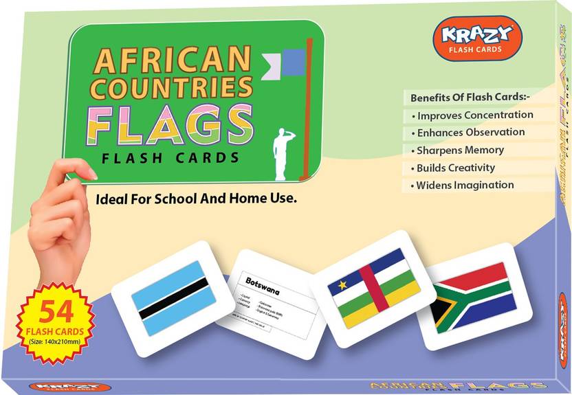 krazy African countries flags 54 Flashcards for kids early learning ...