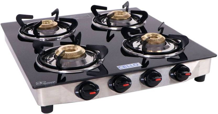 cello Platinum 4 Burner Stainless Steel Manual Gas Stove Price in India ...