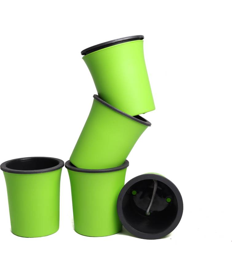 HARSHDEEP INDIA OSLO-Indoor Self Watering Pot Tabletop Round Plastic ...