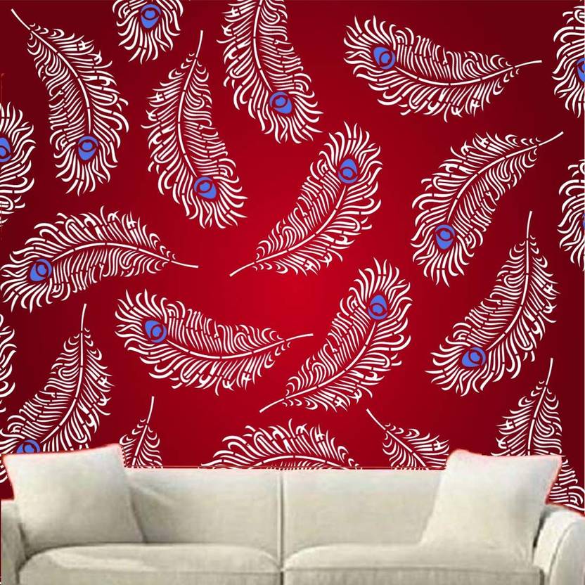 PARDECO WallStencilsFeather peacock Feather Design Wall Paint Design ...