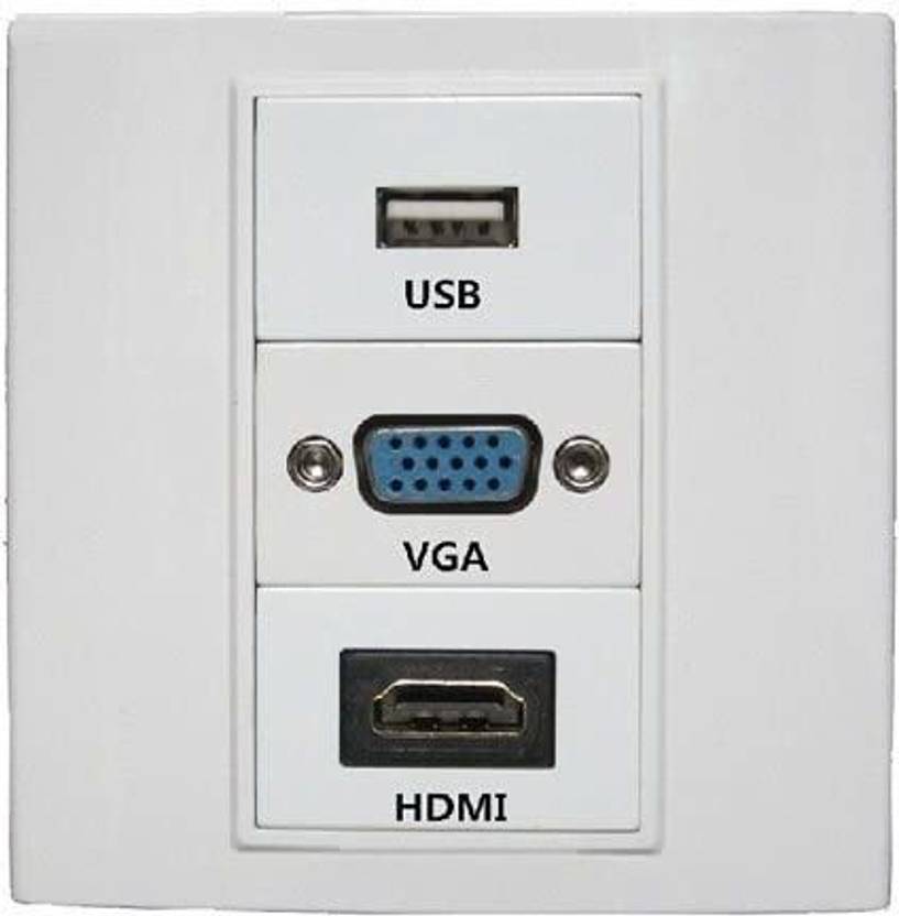 Mak World Modular 3x1 Wall Face Plate with HDMI + VGA + USB Panel ...