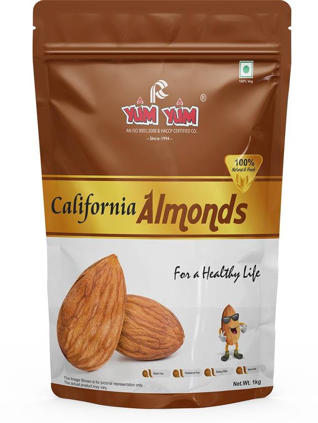 YUM YUM 100% Natural Premium California Almond Badam Giri 1kg Pouch - Almonds Price in India ...