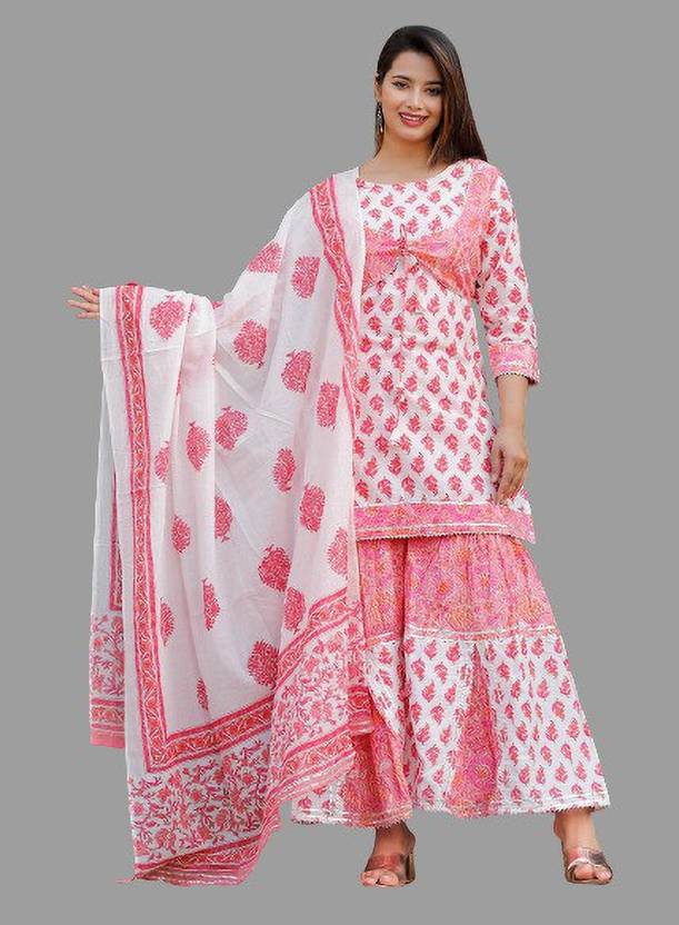 Devika Outfit Women Ethenic Jacket, Kurta and Sharara Set - Buy Devika ...