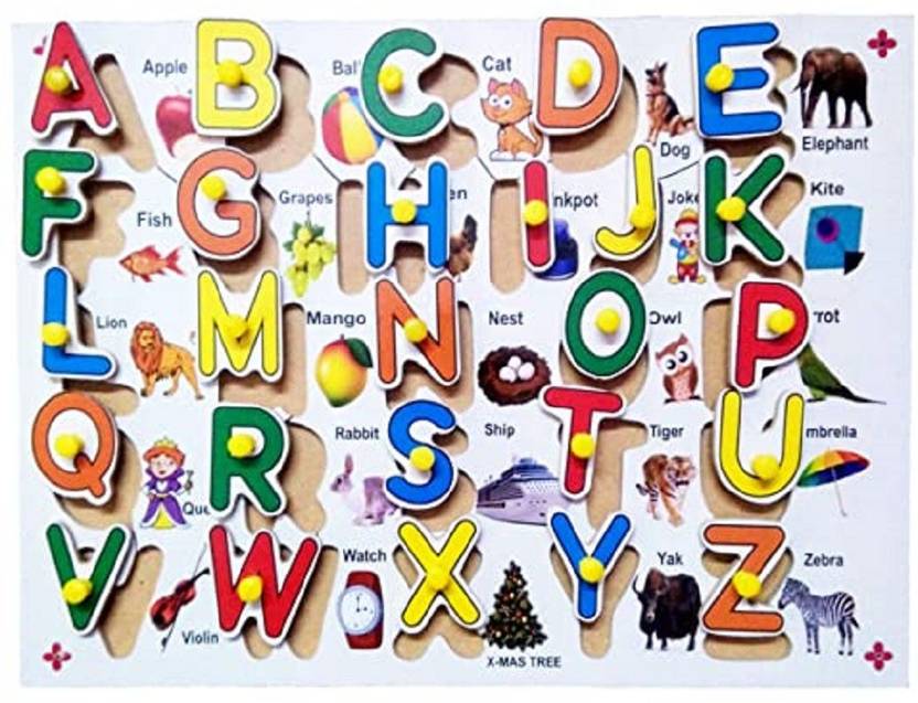Kids Troupe Wooden Capital Alphabets Letters Learning Educational Tray ...