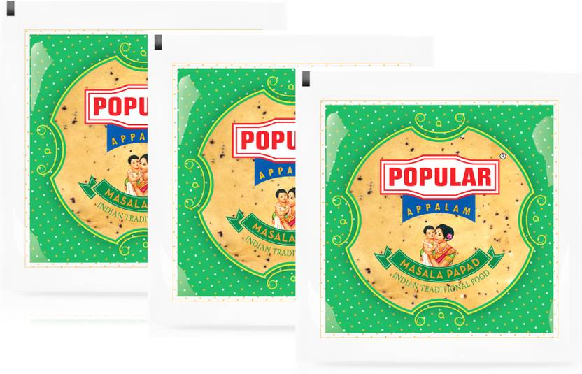 POPULAR APPALAM Masala Pappad 200G - Pack of 3 (3 * 200G) 600G Masala ...