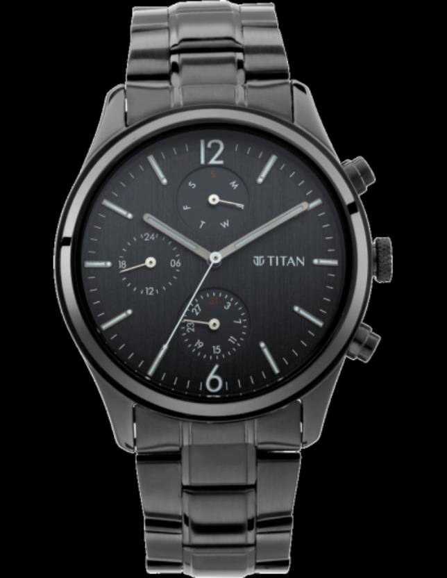 Titan Watch with Black Dial & Metal Strap1805NM02 Analog Watch - For ...