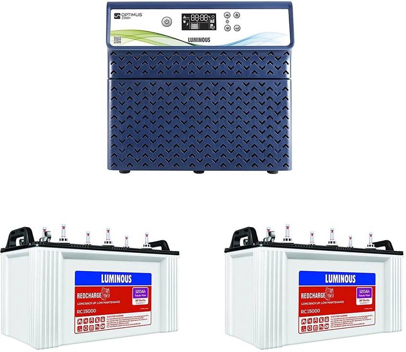 LUMINOUS Optimus 2300 24V Inverter with 2 Units of RC 15000 120Ah ...