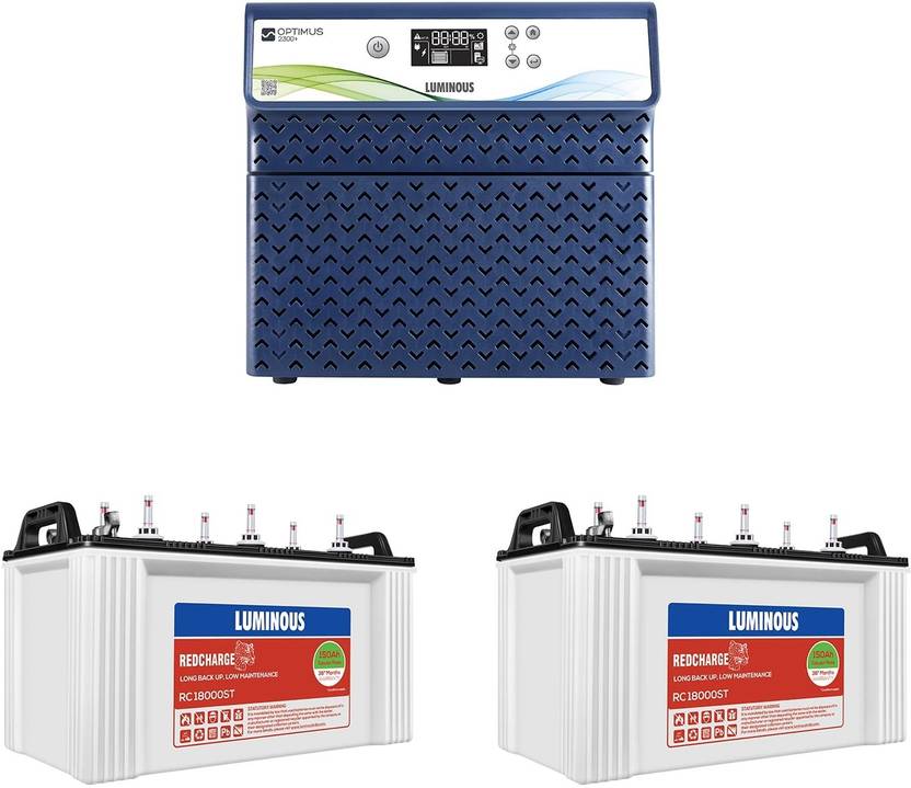 LUMINOUS Optimus 2300 24V Inverter with 2 Units of RC 18000ST 150Ah ...