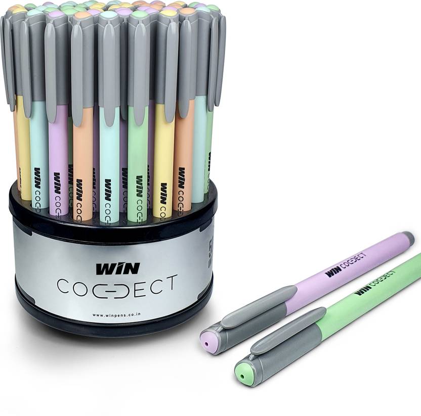 Win Connect 50Pens(45 Blue Ink & 5 Black Ink) | 0.7mm Tip | Elasto Grip ...