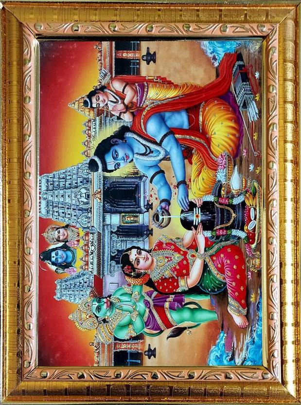 Shyam Framing Art Shivling Pooja By Ram Sita with Shiv Parvati Laxman ...