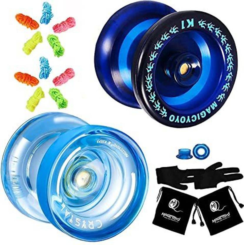 MAGICYOYO K1 Dark Blue & K2 Crystal Blue Plastic Responsive Fingerspin ...