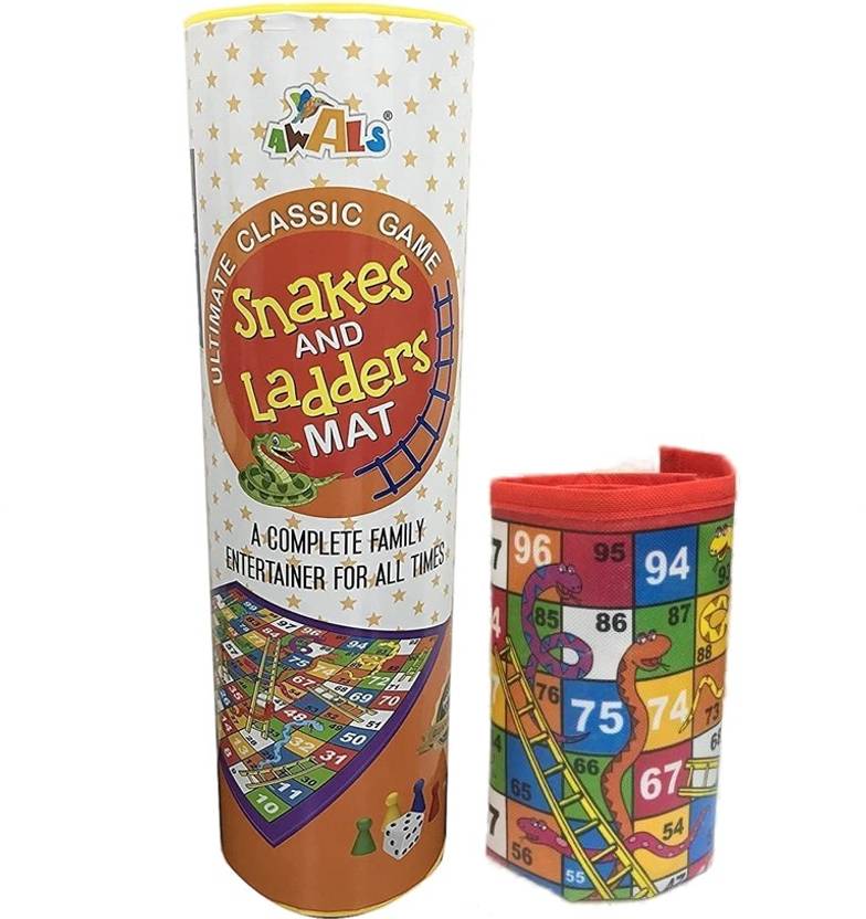 Muren Roll on Snakes and Ladders Game Mat Digital Printed with 4 Tokens ...