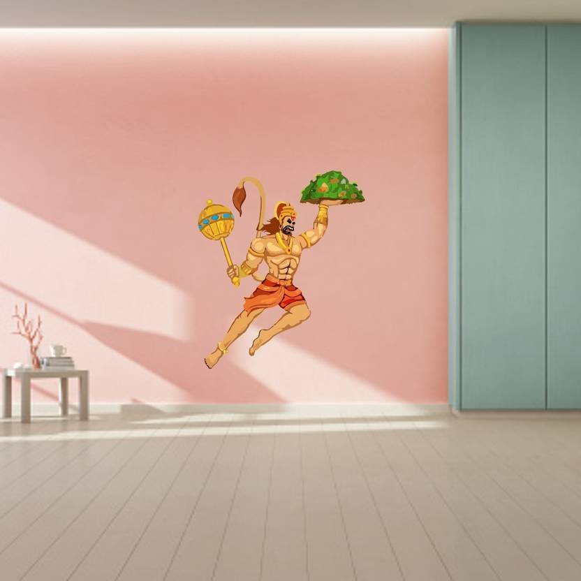 Wallzone Lord Hanuman|Graphic Multicolor Pvc Vinyl Wallsticker For ...