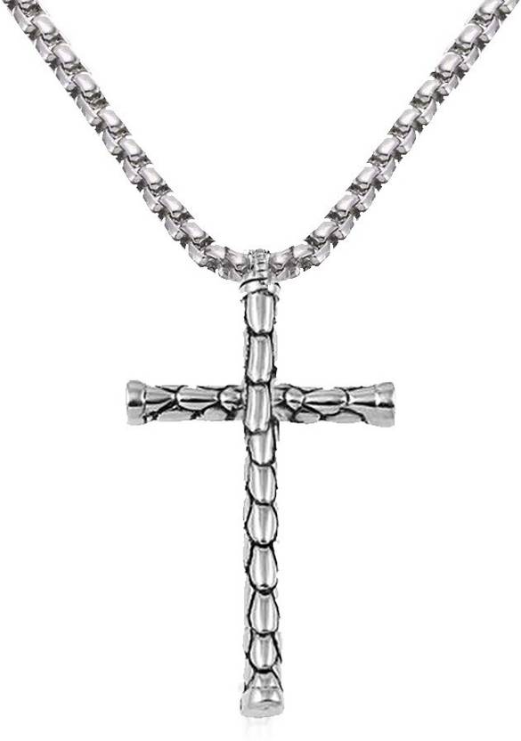 Adhvik Silver Holy Jesus Christ Cross Isa Masih Locket Pendant Necklace ...