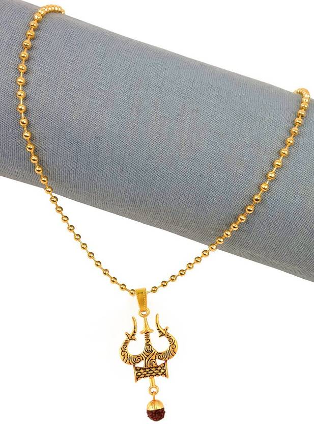 Stylewell Rudraksha Beads Golden God Lord Shiva Trishul Mahakaal Locket ...