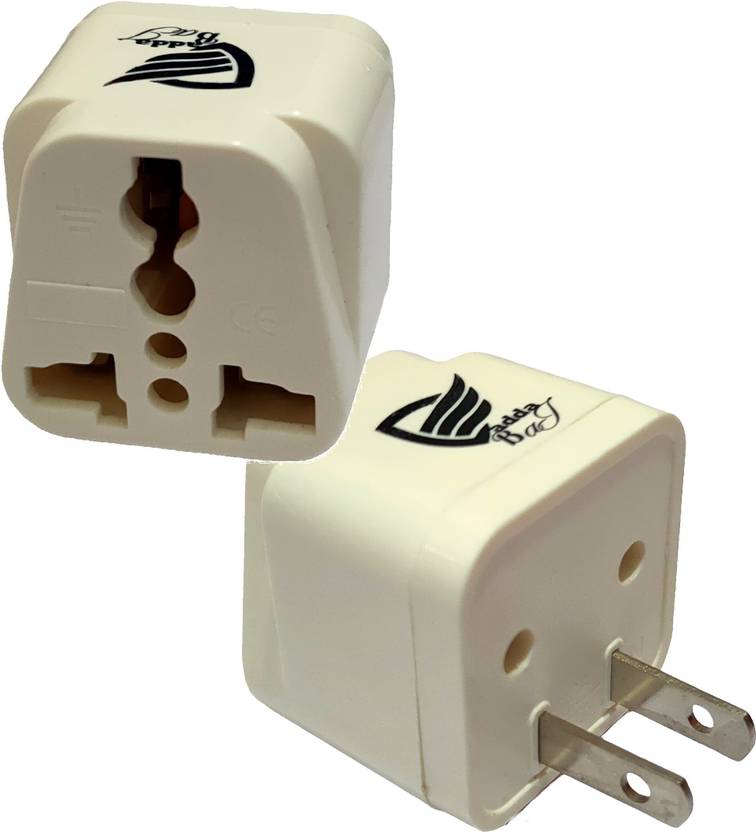 vadda bai Pack of 2 Adapter for Convert 2 & 3 Pin Plug India to USA ...