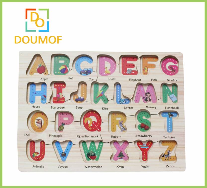 DOUMOF Wooden Alphabet Educational Puzzle Board ||ABCD Alphabet ...
