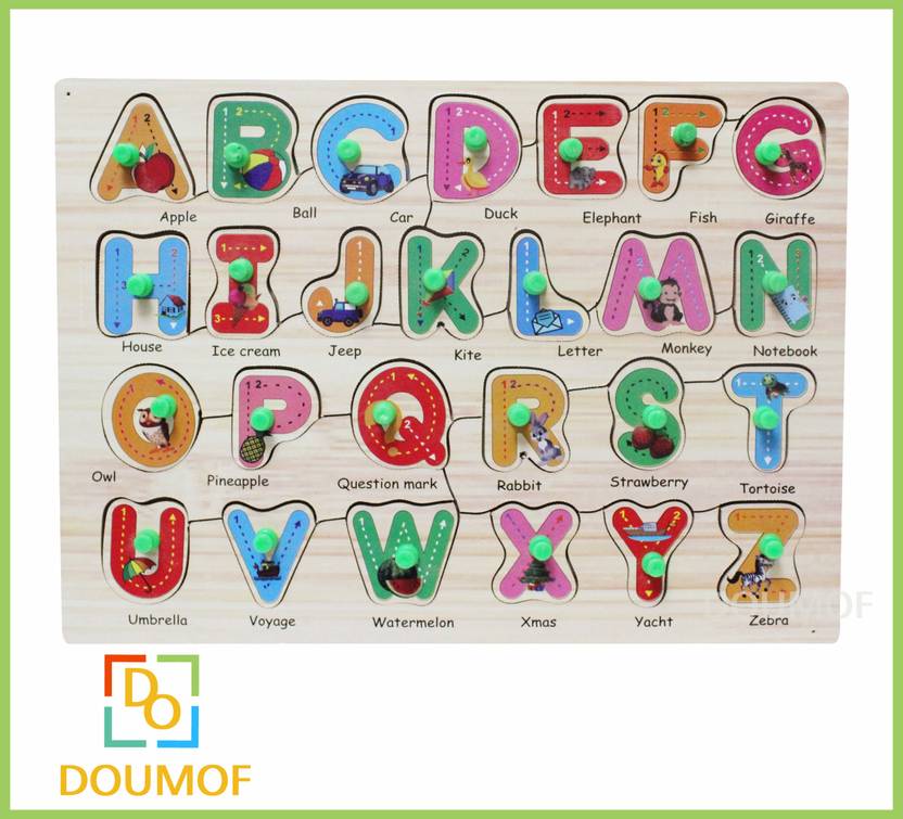DOUMOF Wooden Alphabet Educational Puzzle Board ||ABCD Alphabet ...