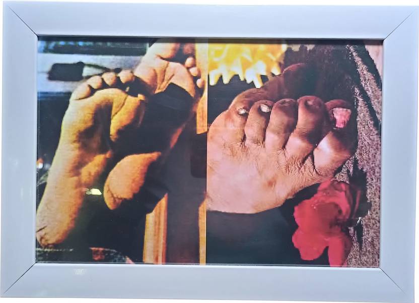 ALDOMIN Neem karoli Baba Foot Print Religious Photo Framed (12.5 x 9 ...