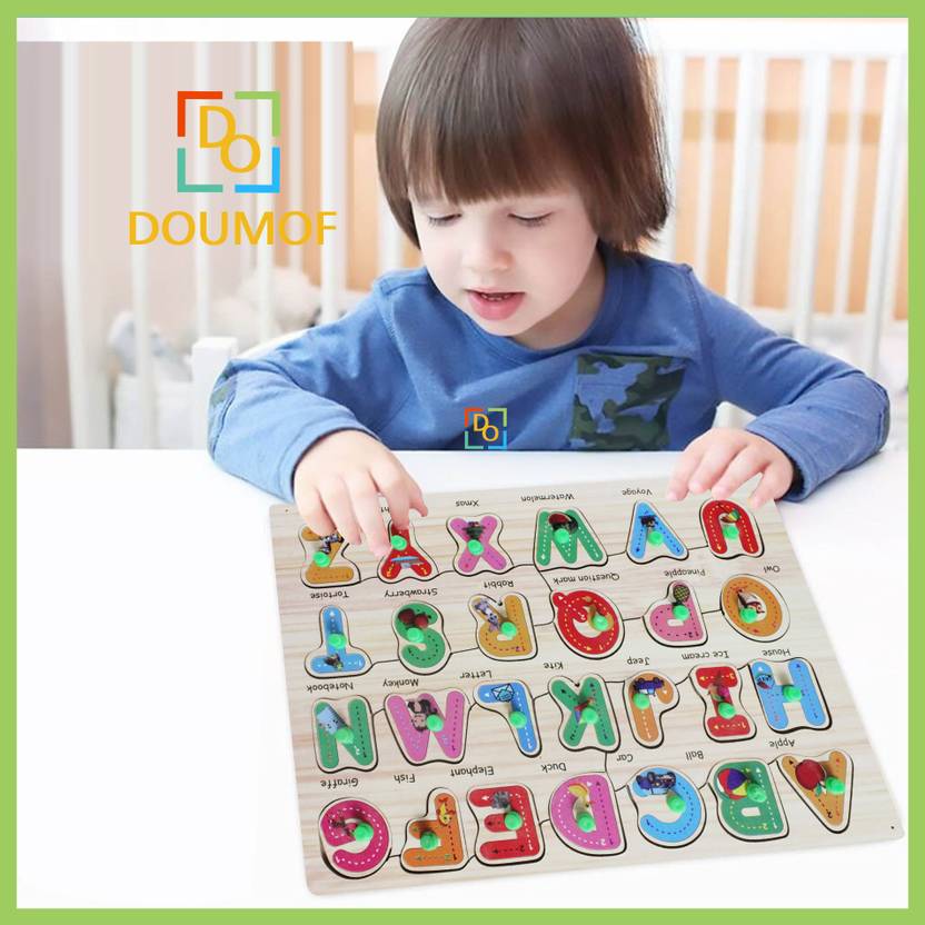 DOUMOF Wooden Alphabet Educational Puzzle Board ||ABCD Alphabet ...