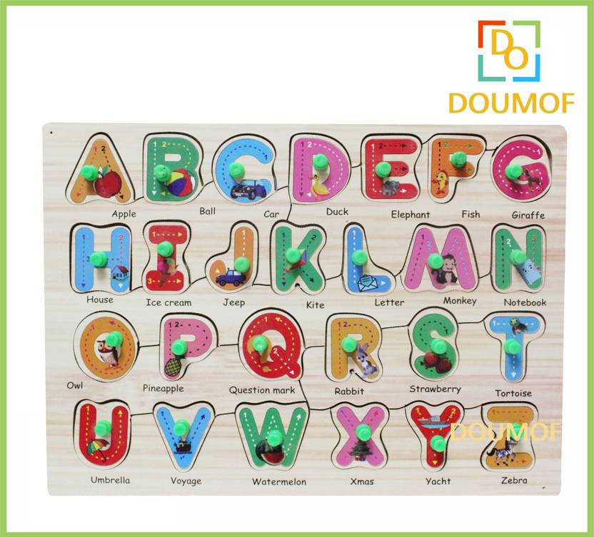 DOUMOF Wooden Alphabet Educational Puzzle Board ||ABCD Alphabet ...