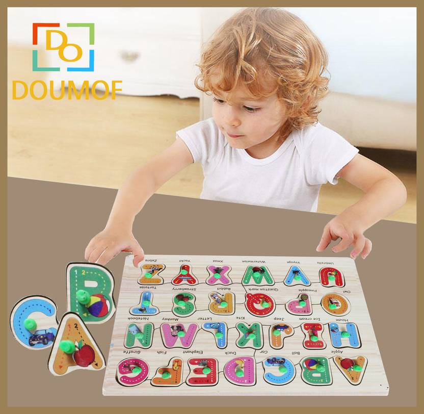 DOUMOF Wooden Alphabet Educational Puzzle Board ||ABCD Alphabet ...