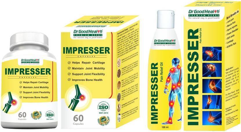 HindBio Pain Relief Combo Impresser Capsule + Impresser Pain Relief Oil ...