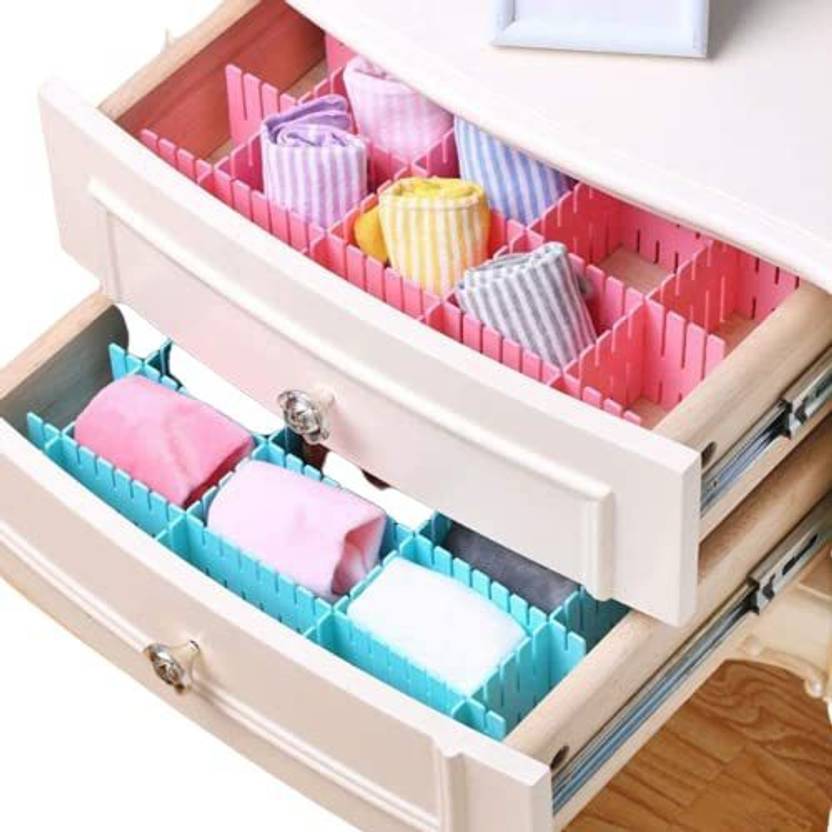 ARTH Adjustable Interlocking Drawer Clapboard Divider (8 Pc, Pink ...