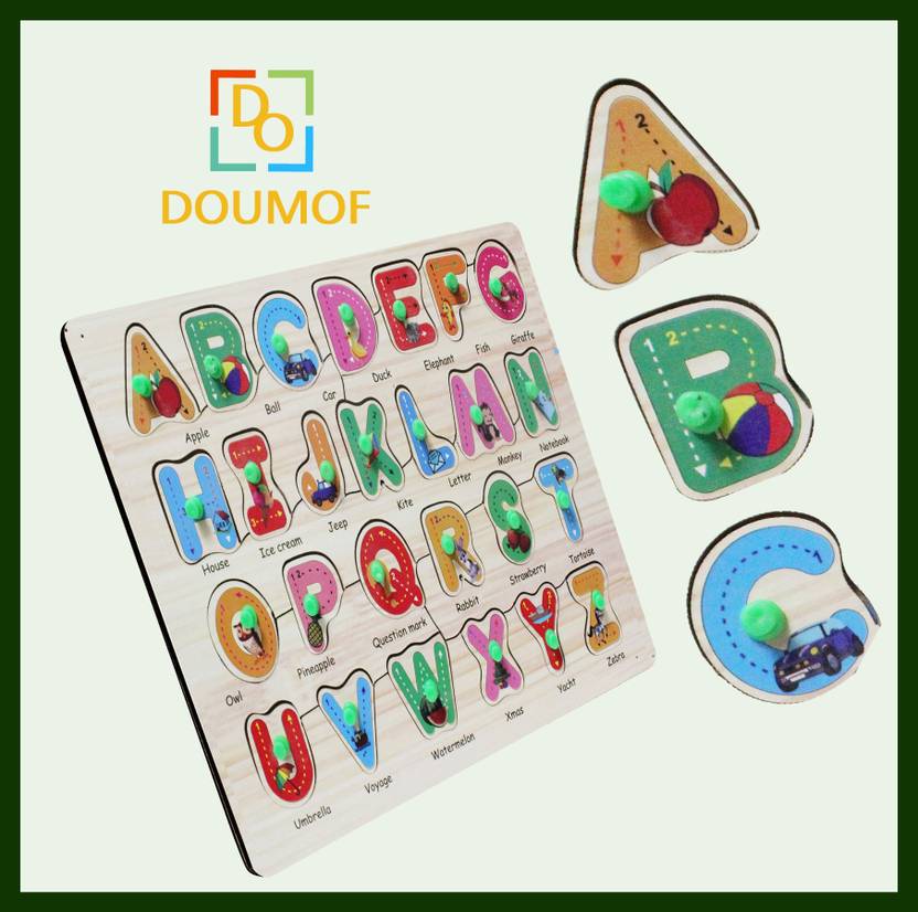 DOUMOF Wooden Alphabet Educational Puzzle Board ||ABCD Alphabet ...