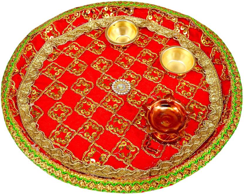 PREMSONS Multipurpose Handcrafted Thali with Diya & Kumkum Haldi Holder ...