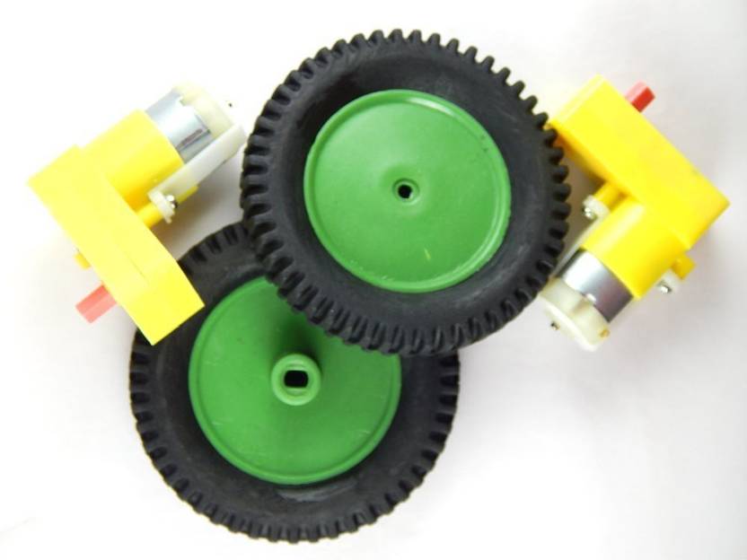 Robo India BO Motor 100 RPM (2 Pcs) + BO Wheel (2 Pcs) + BO Motor Clamp ...