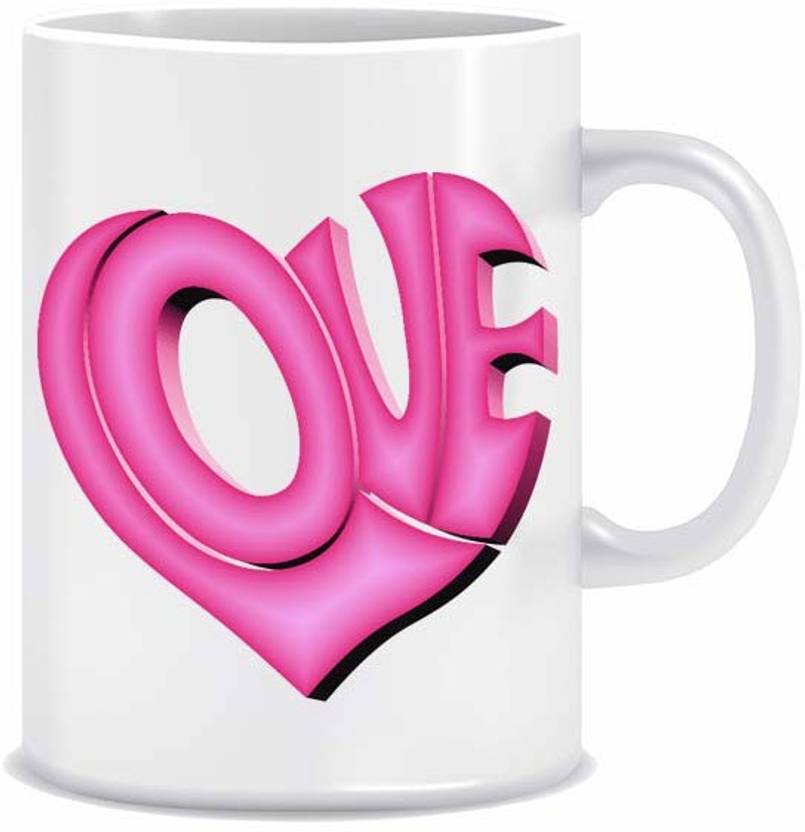 Muggies Magic LOve pink heart 11 Oz Ceramic Coffee Mug Price in India ...