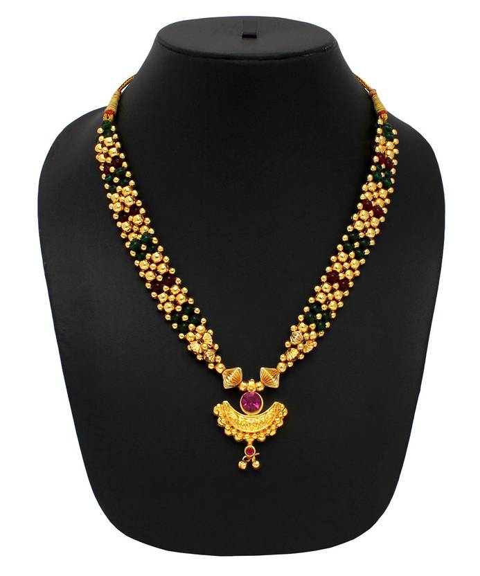 Womens Trendz Kolhapuri Saaj Thushi Crystal Gold Plated Plated Alloy