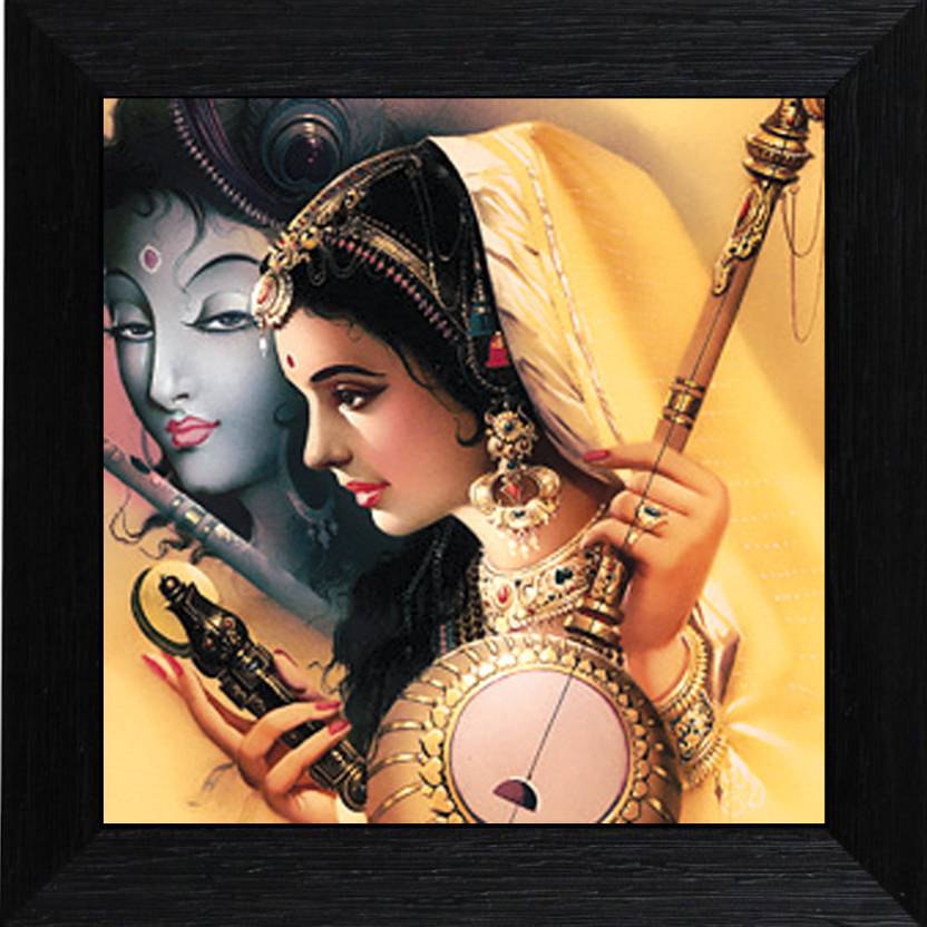 1 Art Junction Handicraft Mira With Krishna Matt Taxtured Print Canvas ...