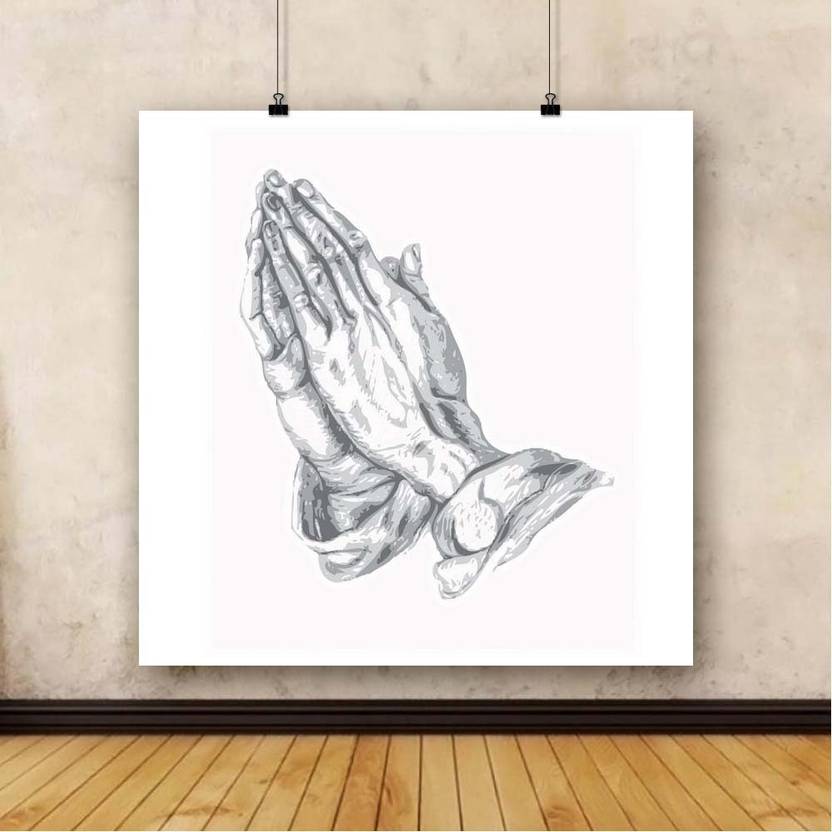 Artzfolio Praying Hands Framed Art Print Canvas 18 inch x 18 inch ...