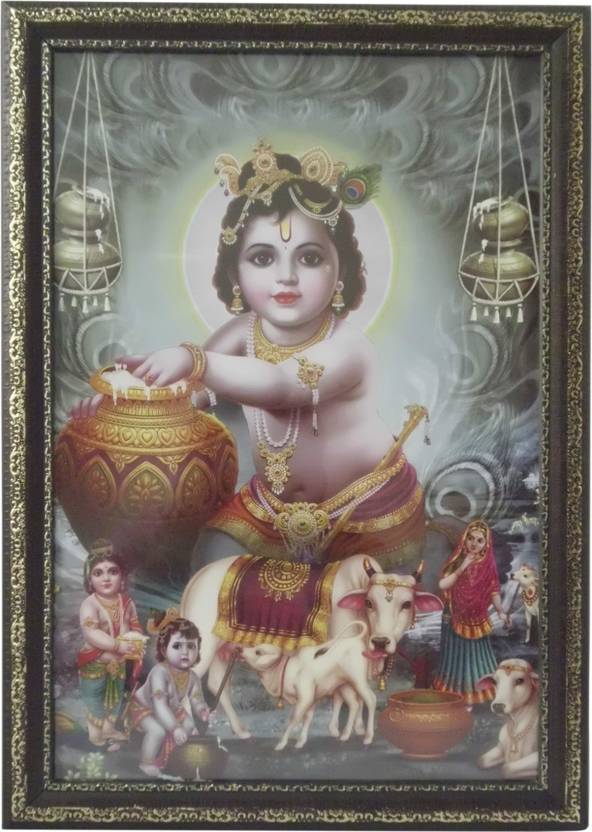 Quality Mart Religious Baal-Gopal Krishan Ji With A Frame Canvas 20 ...