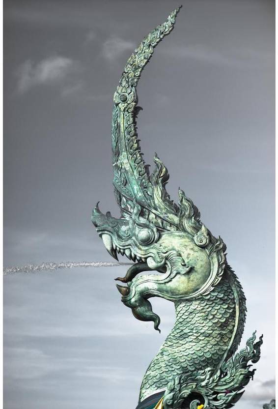 Artzfolio Phaya Naga Unframed Art Print Canvas 54 inch x 36 inch ...