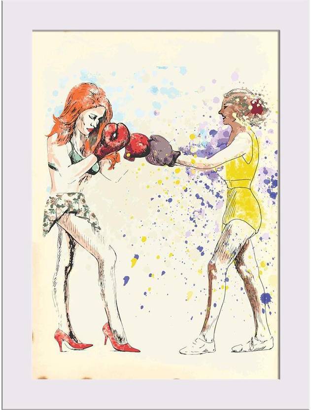 Artzfolio Ladies Boxing Framed Art Print Digital Reprint 8.5 inch x 6 ...